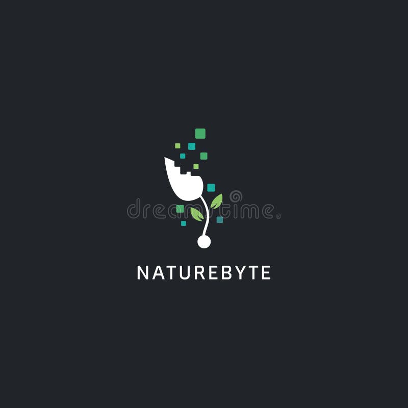 Digital Technology Logo Style, Nature Byte Plant Logo Icon Symbol with ...