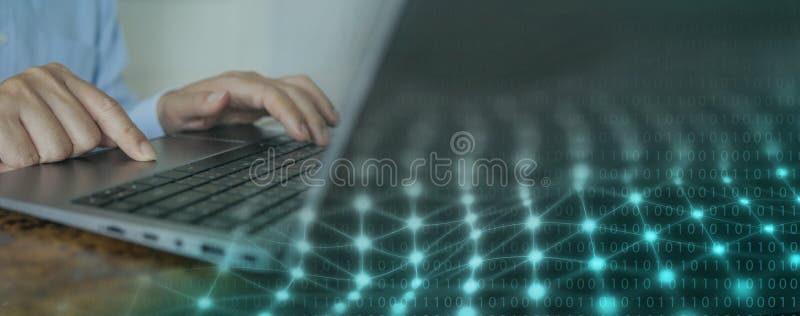 Digital Technology: a Man Surfing Internet Network of Everything ...