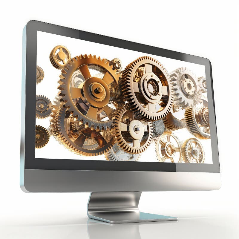 Digital Technology with Mechanical Gears Concept Stock Image - Image of ...