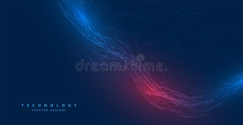 Digital Technology Network Particles Wave Background Design Stock ...