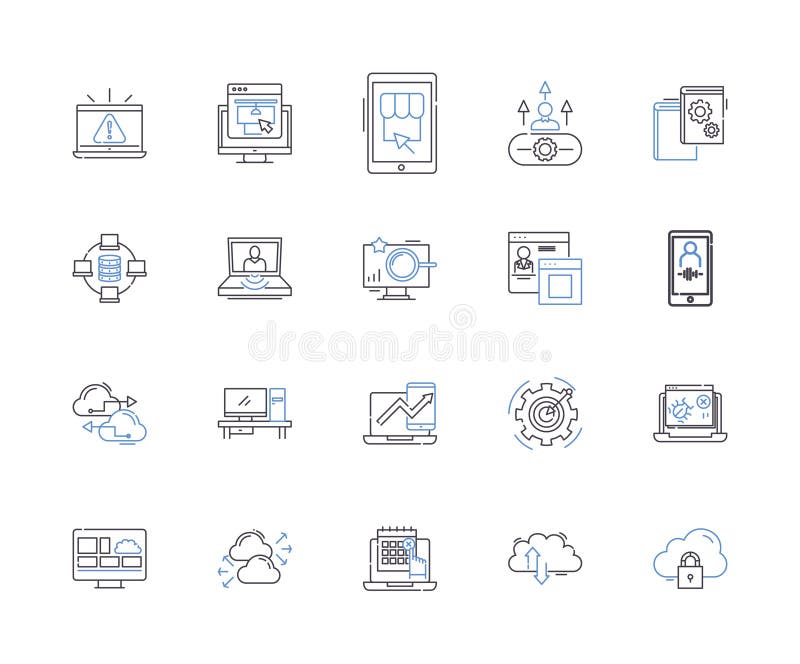 Digital Technology Outline Icons Collection. Digital, Technology ...