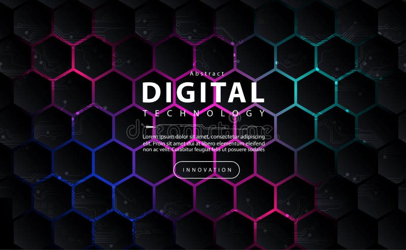 Digital Technology Polygon Pattern Black Background, Geometric Cyber Technology Light, Abstract ...