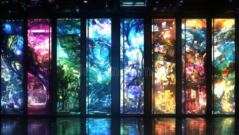 A Digital Technology-powered Wall of Video Screens Showcasing ...