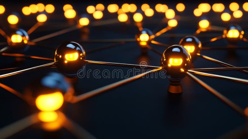 Digital Technology Represented by Glowing Network Connections on a Dark ...