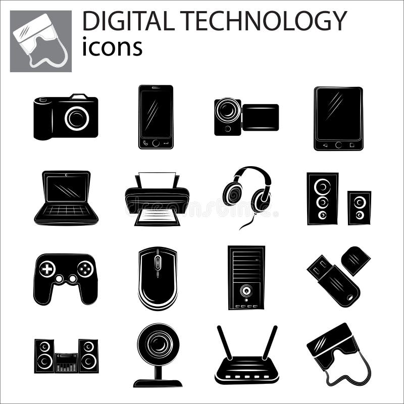 Digital Technology Set, Gadgets Stock Illustration - Illustration of ...