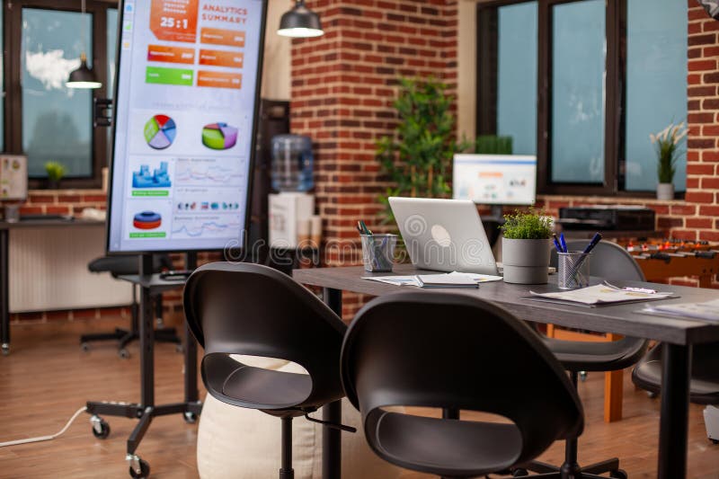 Digital Technology Setup in Empty Office Stock Photo - Image of ...