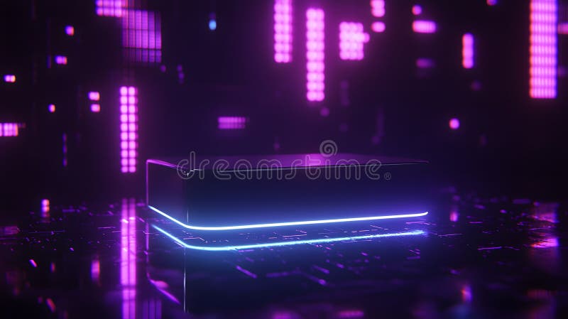 Digital Technology Showcase Futuristic Setting 3d Render Neon ...