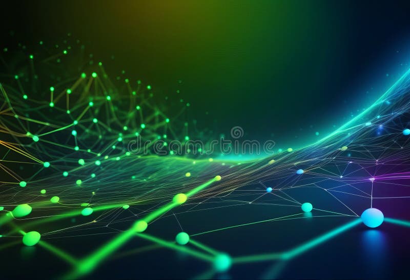 Digital Technology Speed Connect Blue Green Background Stock ...