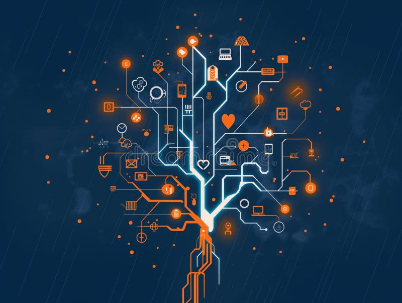 Digital Technology Tree Concept Stock Photo - Image of icons, media ...