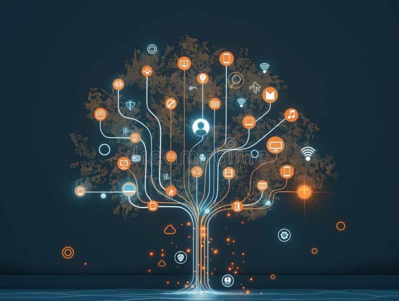 Digital Technology Tree Concept Stock Image - Image of computing, data ...