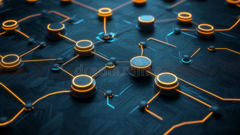 Digital Technology is Visually Represented through Glowing Connections ...