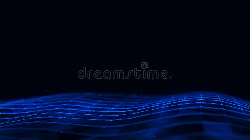 Digital Technology Wave. Dark Cyberspace with Motion Dots and Lines ...