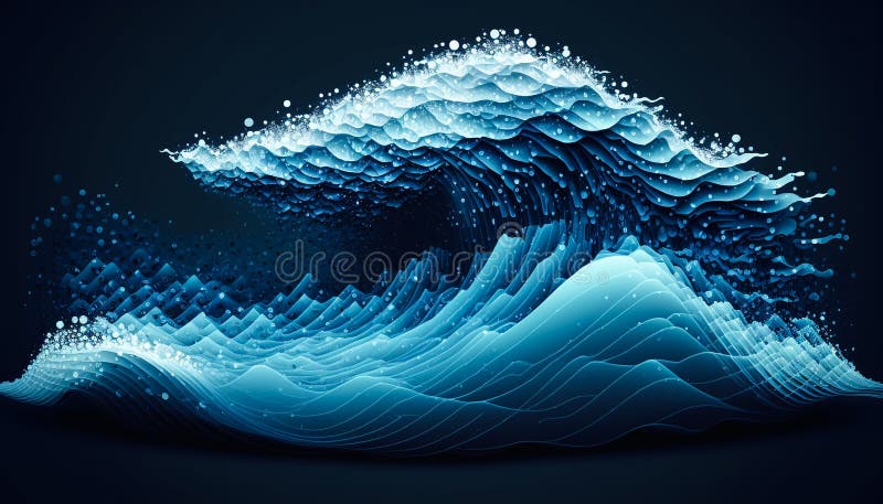 Digital Technology Wave. Futuristic Blue Vector Illustration. Big Data ...
