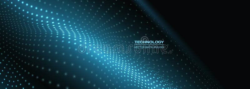 Digital Technology Wide Abstract Background with Blue Tech Particle ...