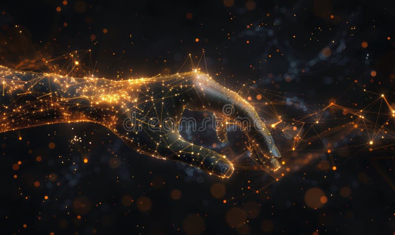 Digital Technology Wireframe Hand with Connection Lines. AI Concept ...