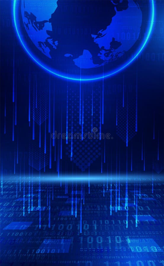 World Binary Circuit Board Future Technology, Blue Hud Cyber Security Stock Illustration ...