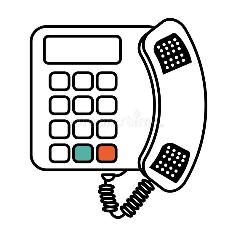 Digital Telephone Isolated Icon Stock Vector - Illustration of call ...