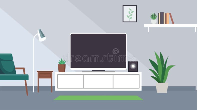 Digital Television in the Living Room at Home with Modern Interior ...