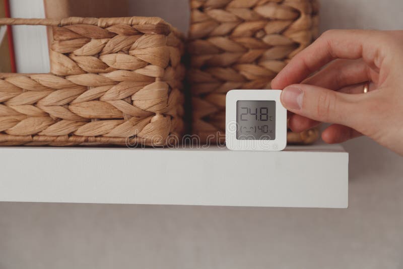 Digital Temperature and Humidity Control on Shelf in Baby Room Stock ...