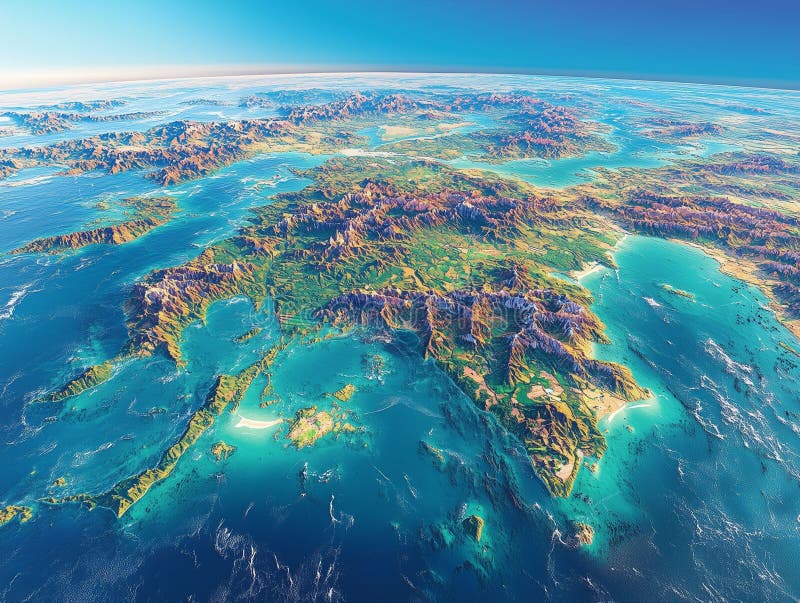 Digital Terrain Model of Northeast Asia Stock Illustration ...