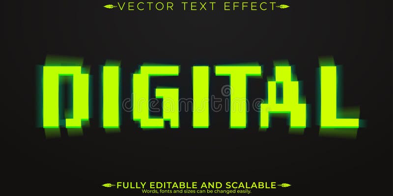 Digital Text Effect, Editable Data and Analog Text Style Stock Vector ...