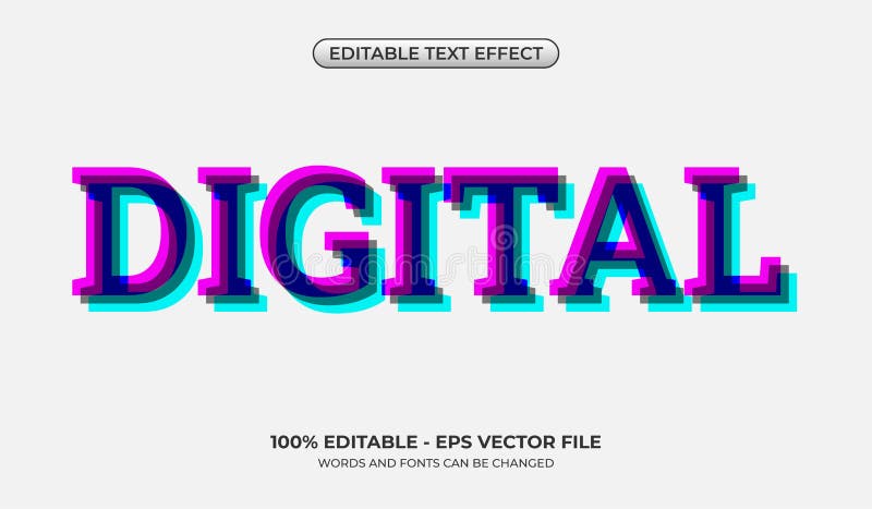 Digital Text Effect. Editable Dual-tone Retro Text Effect Stock Vector ...