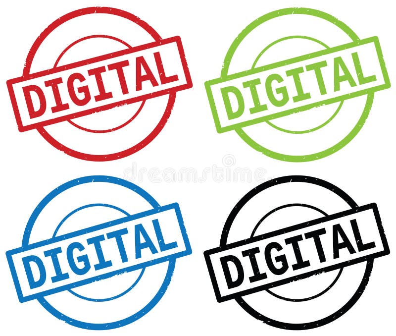 DIGITAL Text, on Round Simple Stamp Sign. Stock Illustration ...