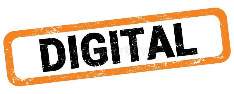 DIGITAL Text Written on Orange-black Rectangle Stamp Stock Photo ...