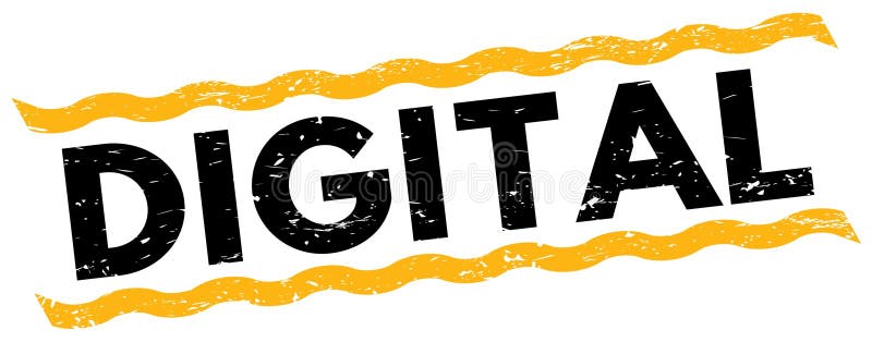 DIGITAL Text on Yellow-black Lines Stamp Sign Stock Illustration ...