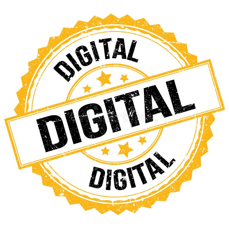 DIGITAL Text on Blue Round Grungy Stamp Stock Illustration ...