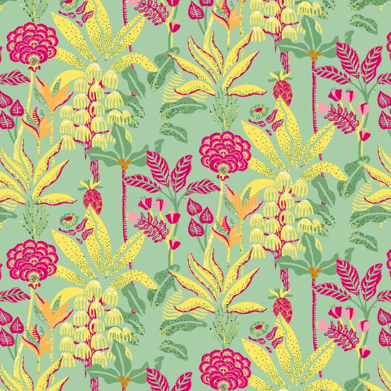 Digital Textile Design Allover Pattern with Mughal Art and Background ...