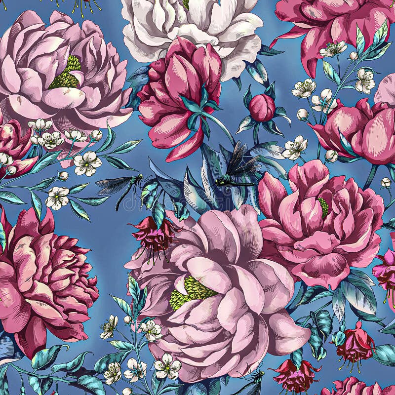 Digital Textile Design Flowers Pattern for Digital Printing Stock ...