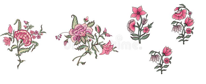 Mughal Flower Motif Bunch MUGhL Pattern Stock Illustration ...