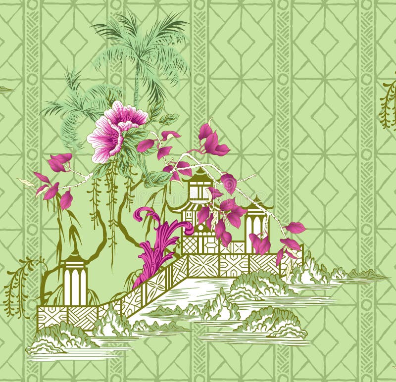 Digital Textile Design Ornaments and Pattern and Leaves Stock ...