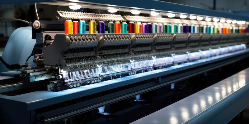 Digital Textile Industry, Automatic Embroidery Machine in a Factory ...