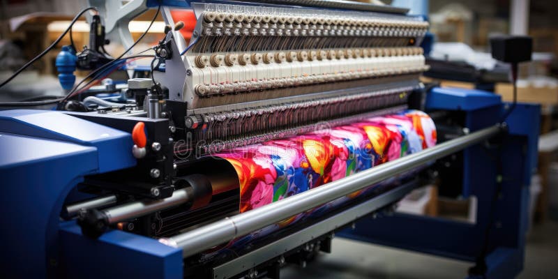 Digital Textile Industry, Automatic Embroidery Machine in a Factory ...