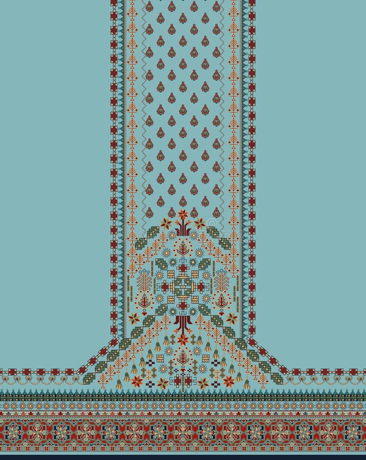 Digital Textile Mughal and Ornamental Pattern and Seamless Mughal Flower. Stock Illustration ...