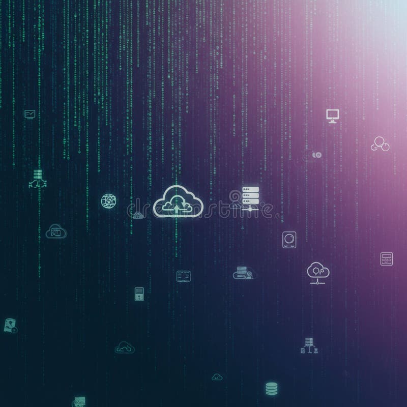 Digital-themed Illustration Featuring Various Technology Icons Such As ...