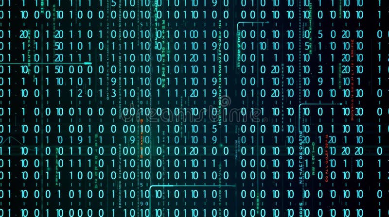 A Digital-themed Image Displays a Matrix of Binary Code with Sequences ...