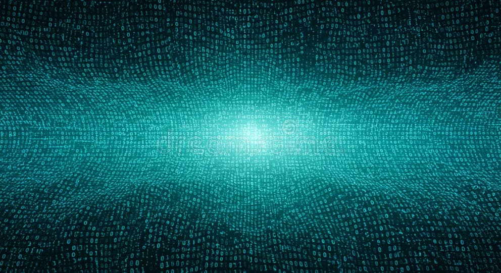 A Digital-themed Image Featuring a Flowing Stream of Binary Code (0s and 1s) in a Teal Hue Stock ...