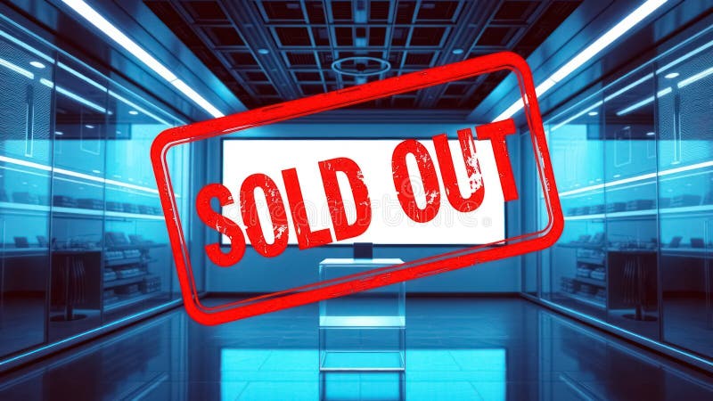 Digital Store Display with Sold Out Stamp - Created with Generative AI ...