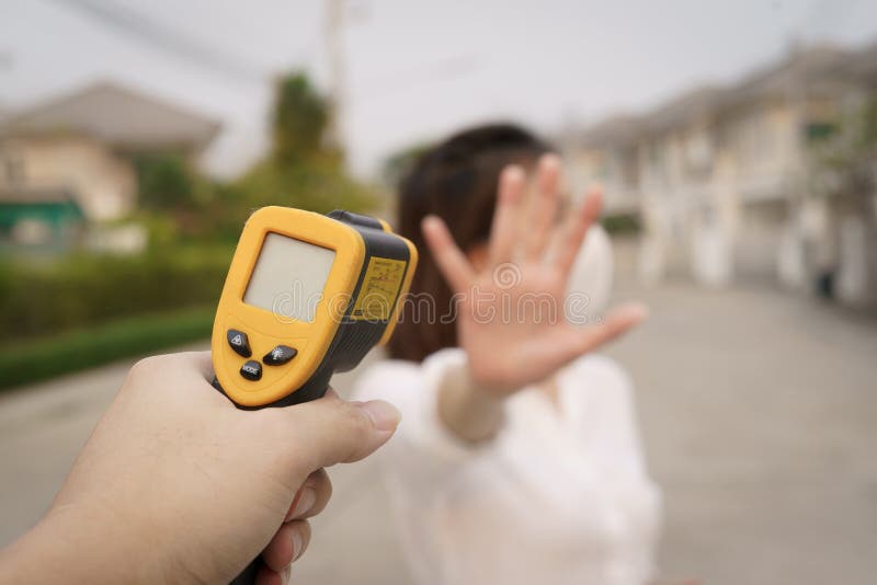 Digital Thermometer Checking Temperature. Woman Stock Image - Image of ...