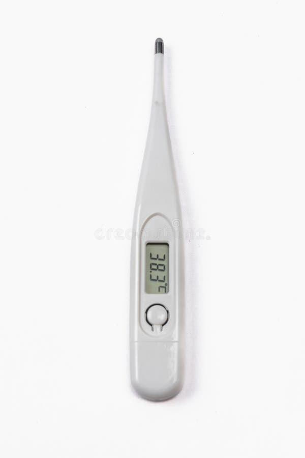 Digital Thermometer Displaying 38.3 C on LCD Screen Stock Photo - Image ...