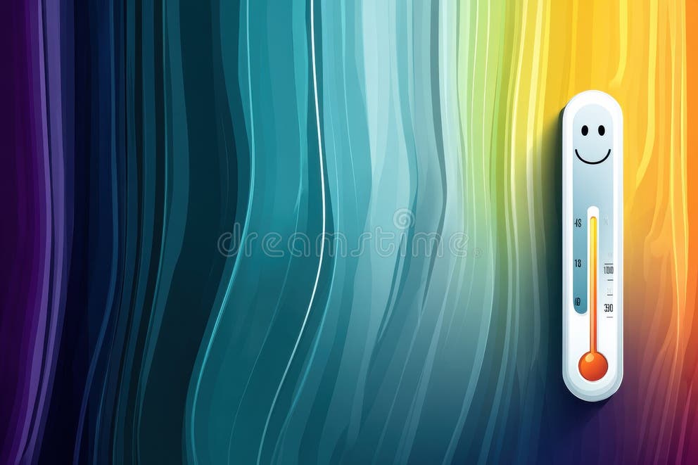 Bright Digital Thermometer with Smiley Face on Vibrant Gradient ...