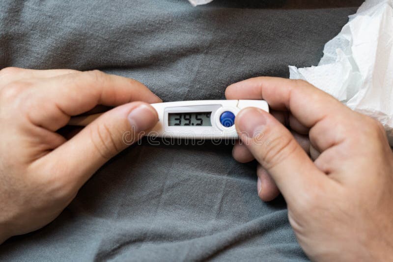 Digital Thermometer Indicating Very High Fever Stock Image - Image of ...