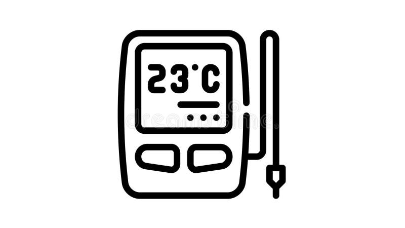 Digital Thermometer with Sensor Color Icon Animation Stock Video ...