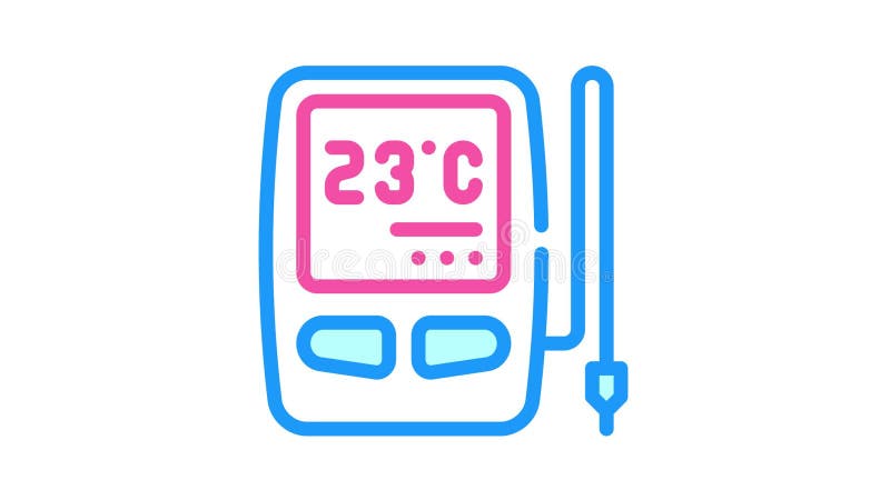 Digital Thermometer with Sensor Color Icon Animation Stock Video ...