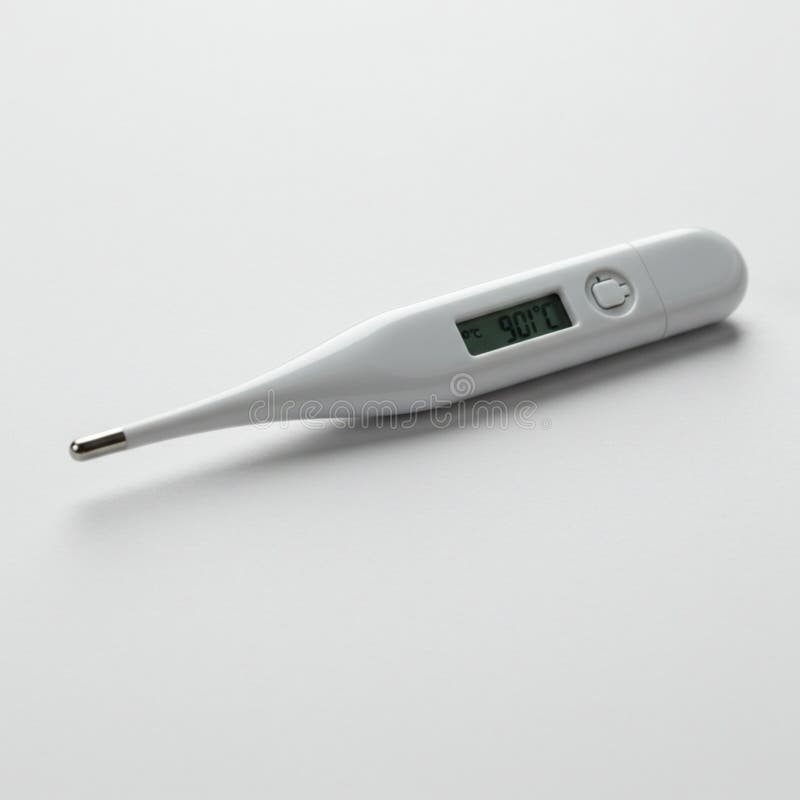 A Digital Thermometer with a Sleek White Plastic Body and a Small ...