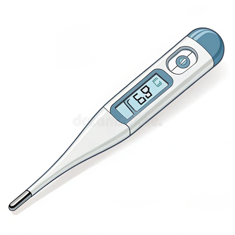 Digital Thermometer with Temperature Reading Stock Illustration ...