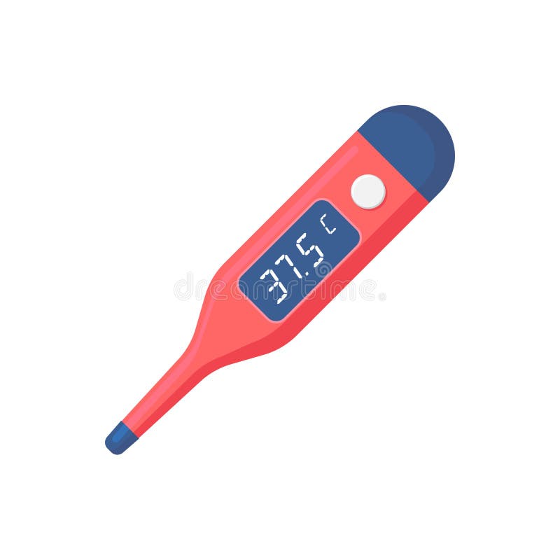 Digital Thermometer Vector Illustration in Flat Style Design Stock ...